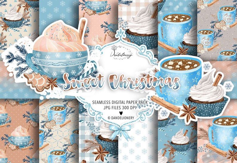 Sweet Christmas Digital Paper Pack Christmas Clipart Cute - Etsy