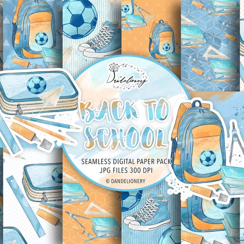 Back to School Digital Paper Pack School Backpack - Etsy