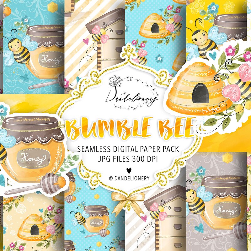 Bee Digital Paper - Etsy