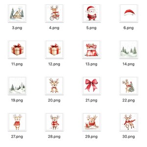 Watercolor Cute Reindeer Clipart Bundle, Santas Reindeer Png, Christmas ...