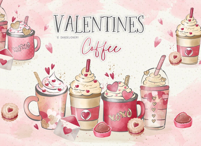 Valentines Coffee Design Valentine Clipart Instant Download - Etsy