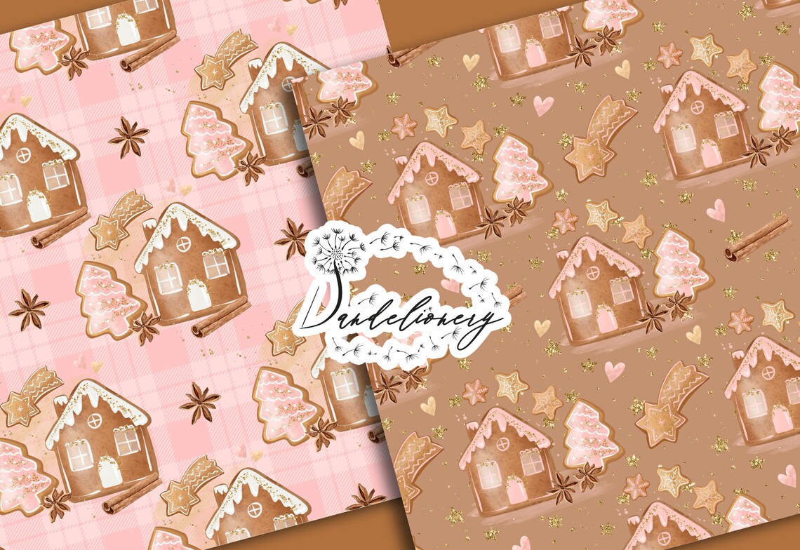 Watercolor Gingerbread Digital Paper Pack Gingerbread House - Etsy