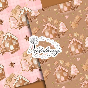 Watercolor Gingerbread Digital Paper Pack, Gingerbread House, Cinnamon ...
