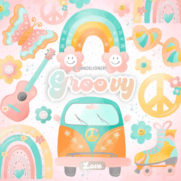 Hippie Van Clipart - Etsy