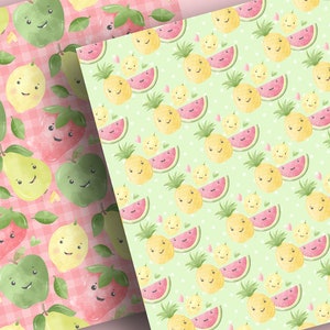 Watercolor Cute Fruit Digital Paper Pack, Fruit Pattern, Pear ...