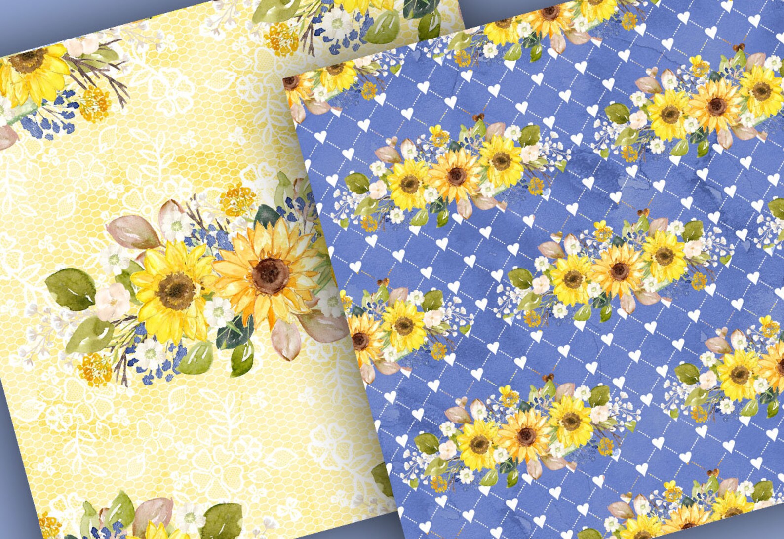 Watercolor Sunflower Digital Paper Pack Garden Flower - Etsy