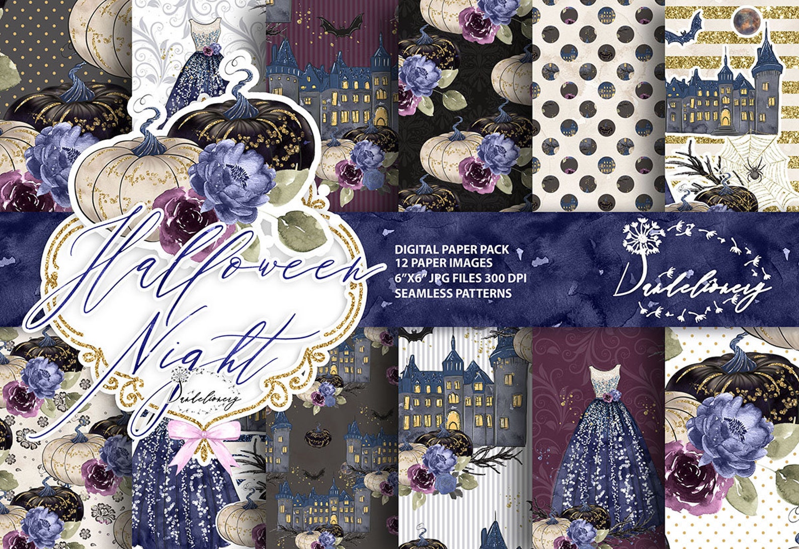 Halloween Night Digital Paper Pack Cute Halloween Background - Etsy