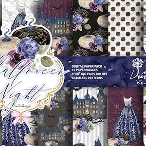 Halloween Night Digital Paper Pack, Cute Halloween Background ...