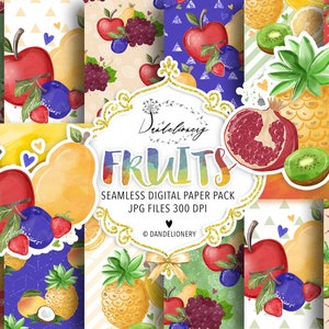 Watercolor Fruits Digital Paper Pack, Fruit Download, Instant Download ...
