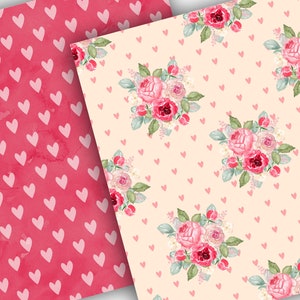 Watercolor Valentine Roses Digital Paper Pack, Garden, Flower Pattern ...
