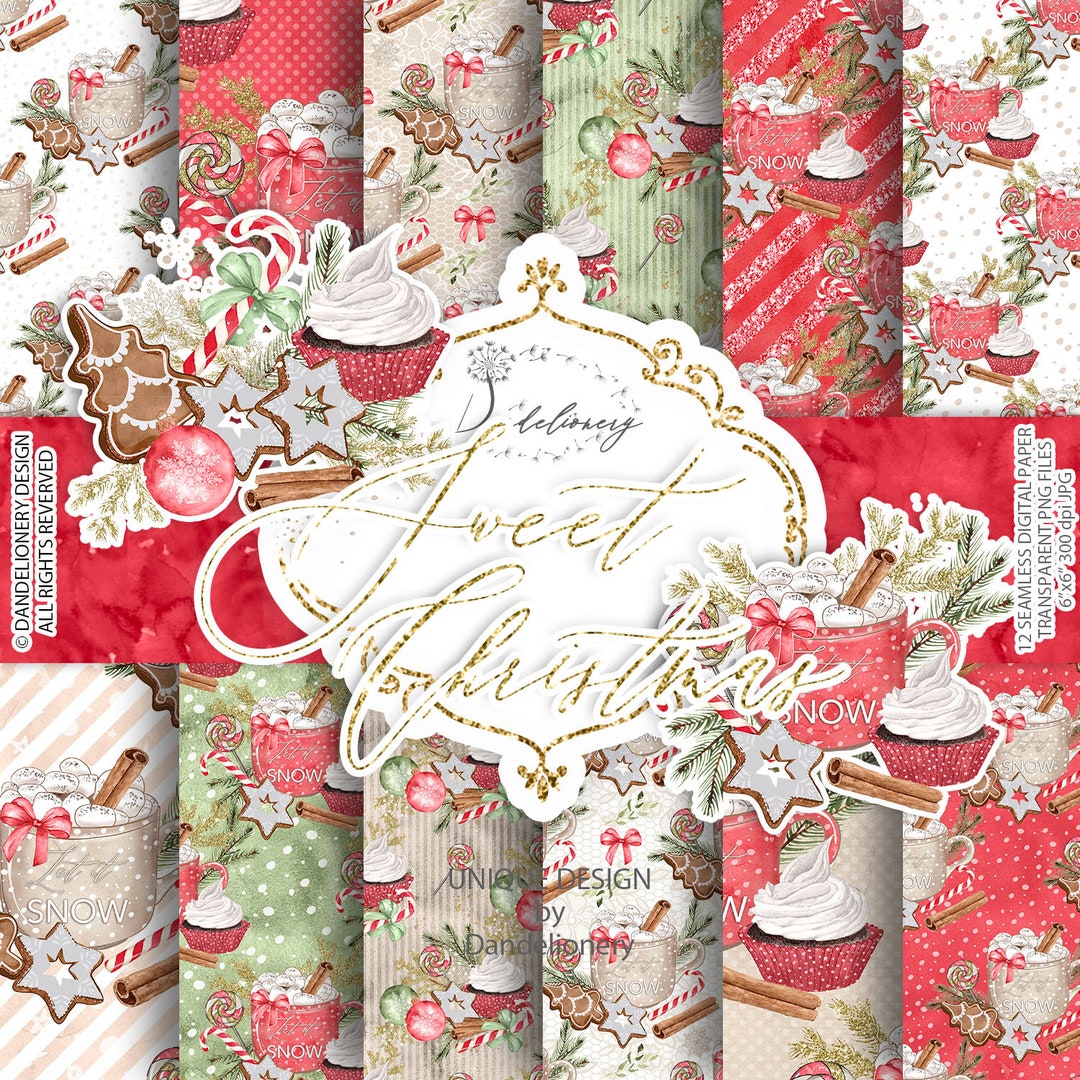 Sweet Christmas Digital Paper Pack, Christmas Tree, Christmas Clip Art ...