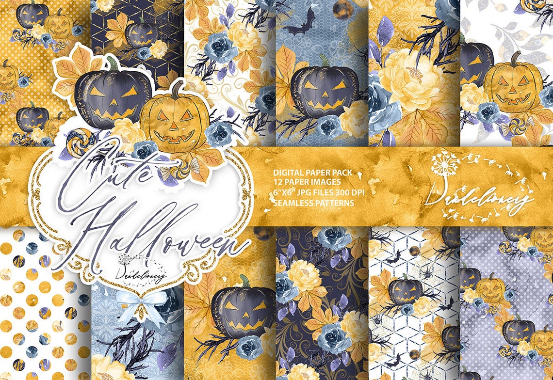 Cute Halloween Digital Paper Cute Halloween Clipart | Etsy