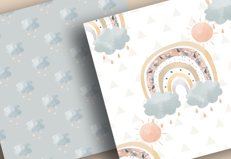 Watercolor Rainbow Digital Paper 12x12 Rainbows | Etsy