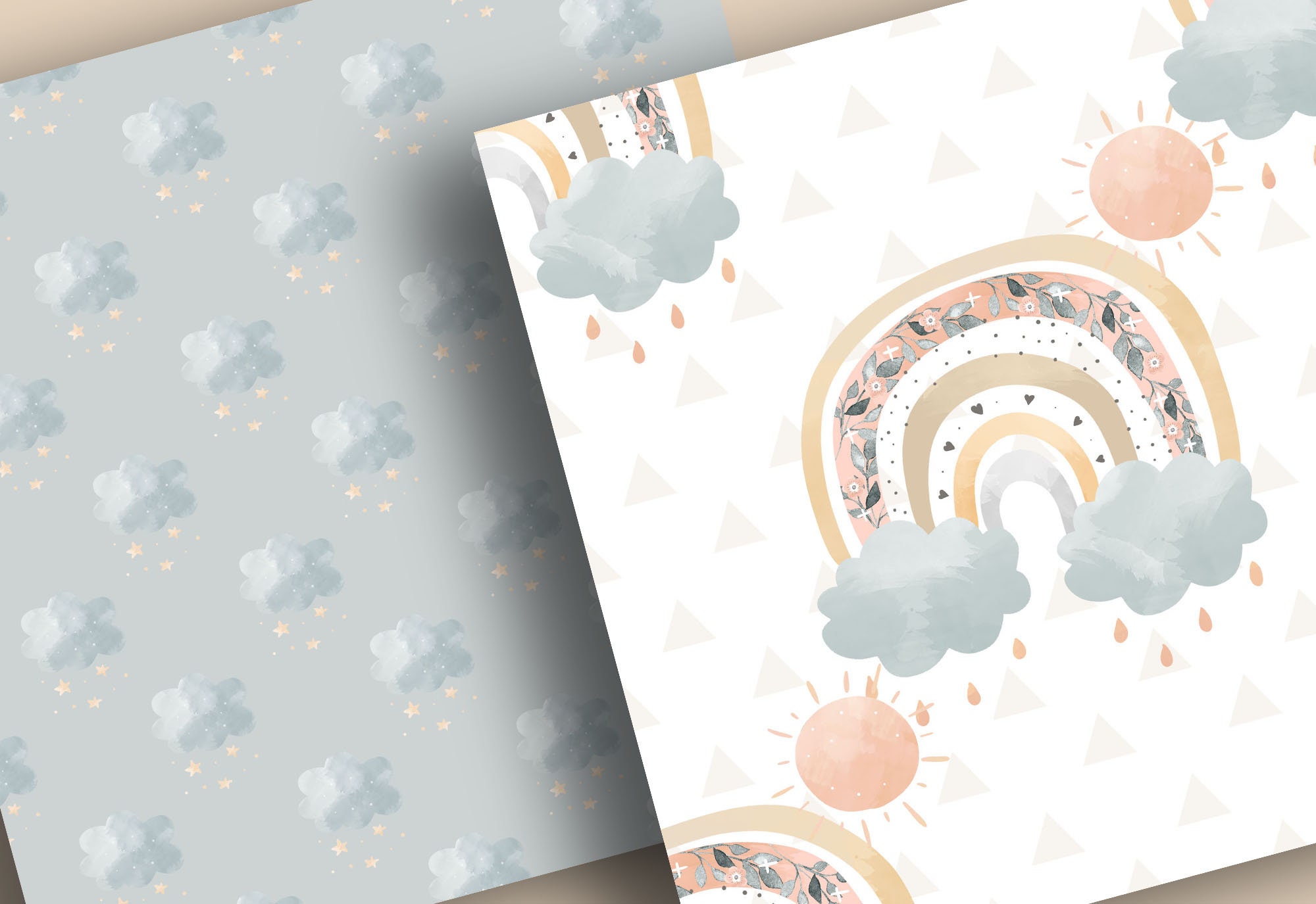 Watercolor Rainbow Digital Paper 12x12 Rainbows | Etsy