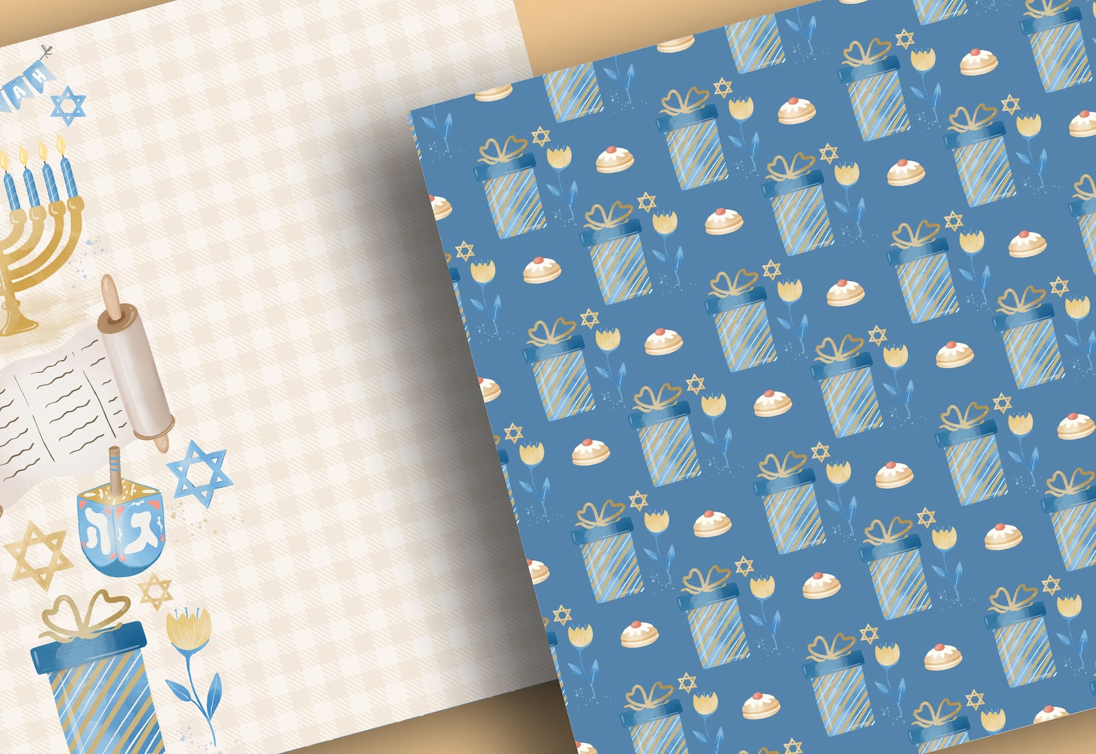 Watercolor Hanukkah Digital Paper Pack Manorah Hanukkah - Etsy