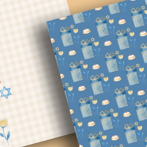 Watercolor Hanukkah Digital Paper Pack, Manorah, Hanukkah Pattern ...