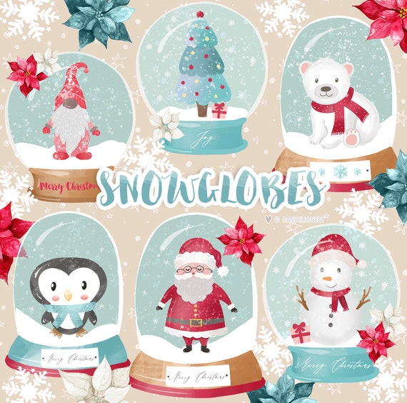 Christmas Snow Globes Clipart Snow Clipart Instant Download | Etsy