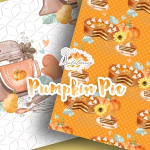 Watercolor Pumpkin Pie Digital Paper Pack, Autumn Leaves, Thanksgiving ...