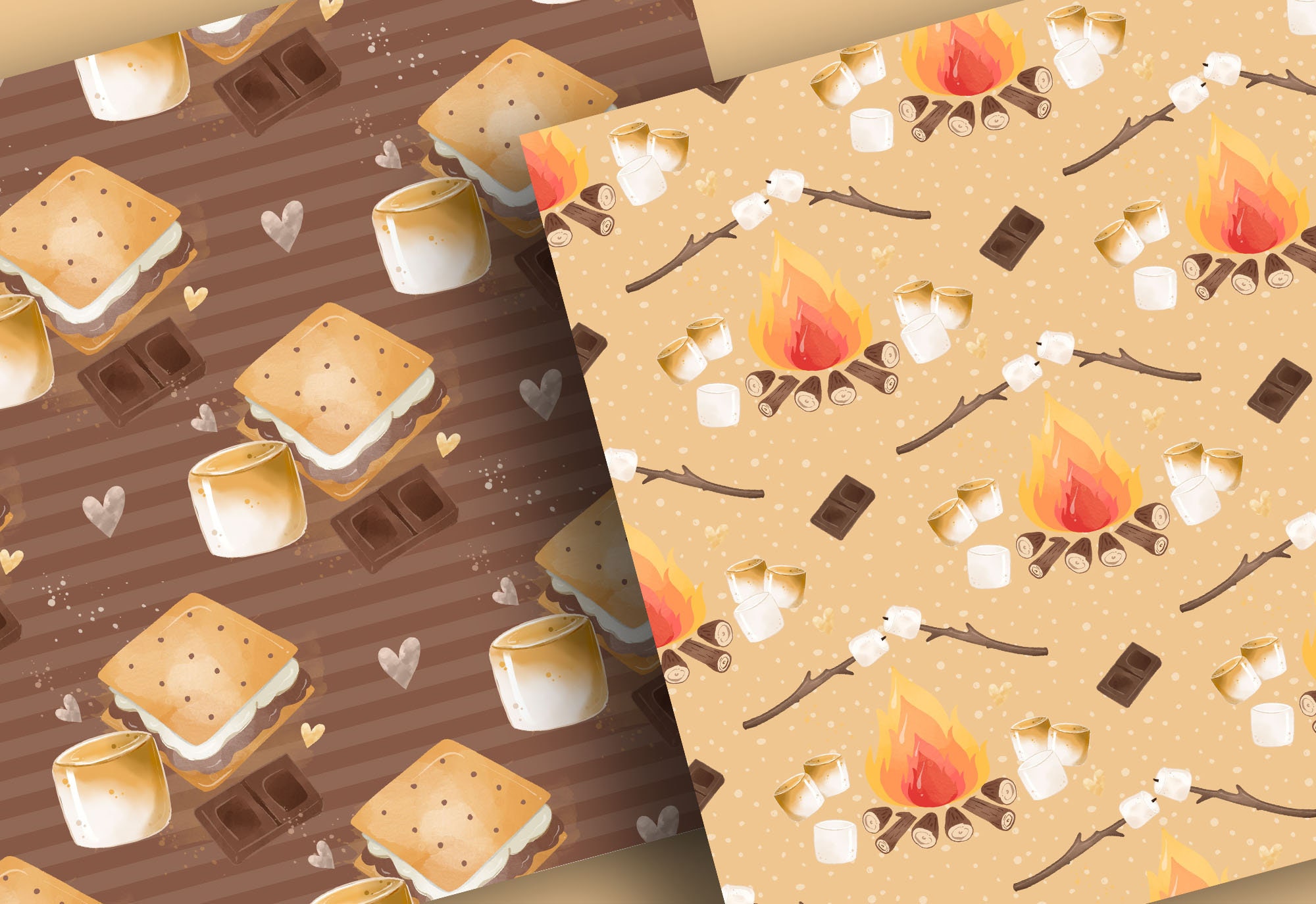 Smores Digital Paper Pack Smore's Pattern Camping Food - Etsy