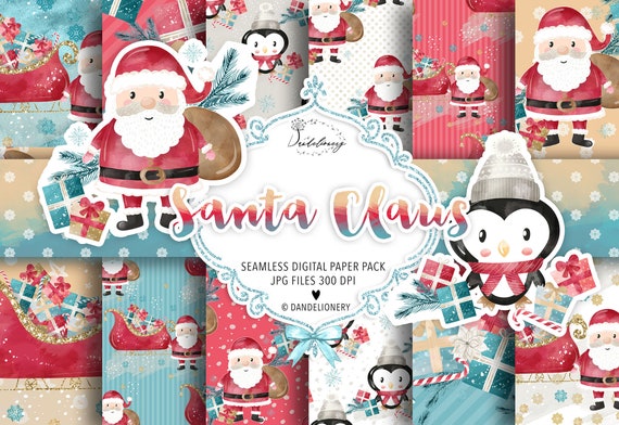 Santa Claus Digital Paper Pack Seamless Christmas | Etsy