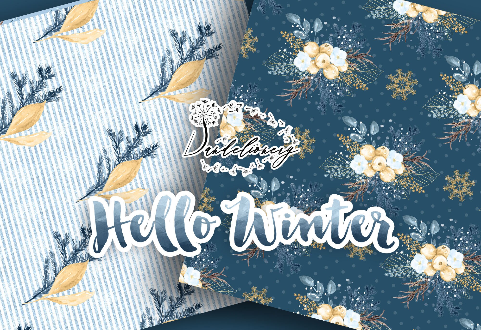 Watercolor Hello Winter Digital Paper Pack Christmas - Etsy