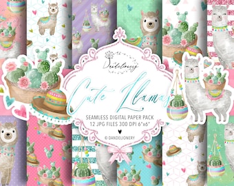 Watercolor Llamas Clipart Cacti Mexico Heart Cute Llama | Etsy