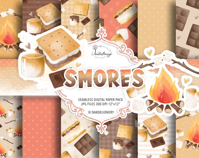 Watercolor Clip Art - Smores Clip Art - Camping - Food - Marshmallow ...