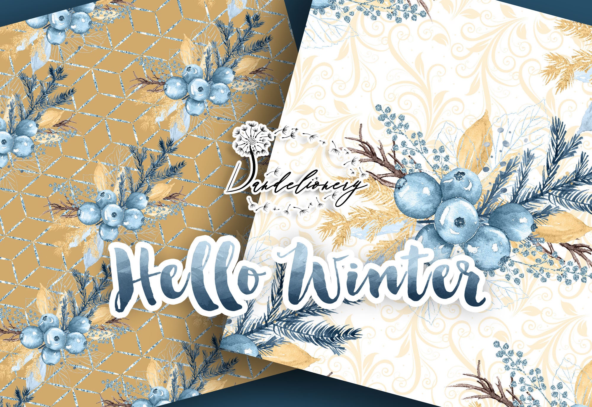 Watercolor Hello Winter Digital Paper Pack Christmas - Etsy