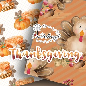 Watercolor Thanksgiving Digital Paper Pack, Autumn Leaves, Thanksgiving ...