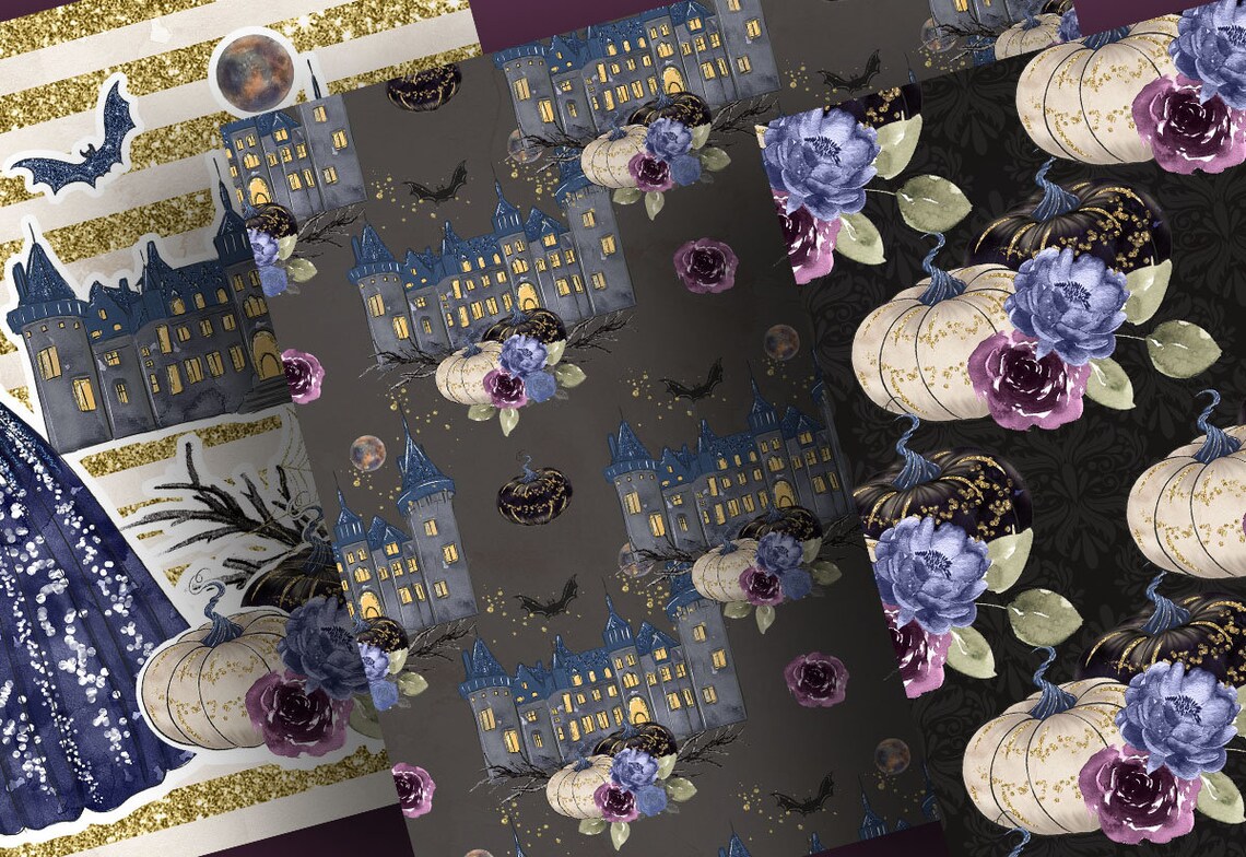 Halloween Night Digital Paper Pack Cute Halloween Background - Etsy