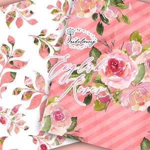 Watercolor English Roses Digital Paper Pack, Garden, Flower Pattern ...