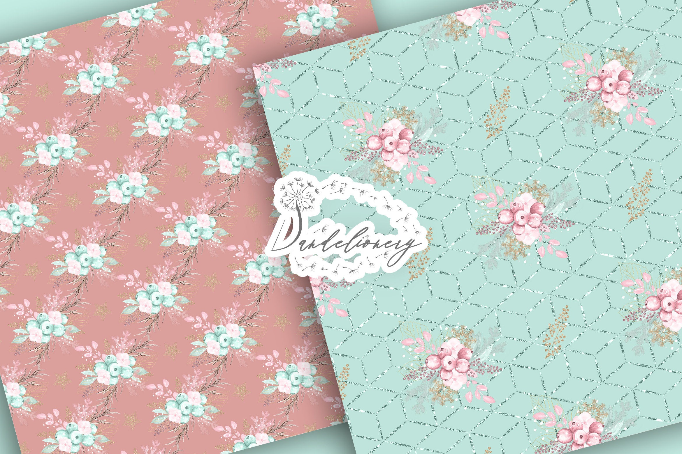 Watercolor Hello Winter Pink Digital Paper Pack Christmas - Etsy