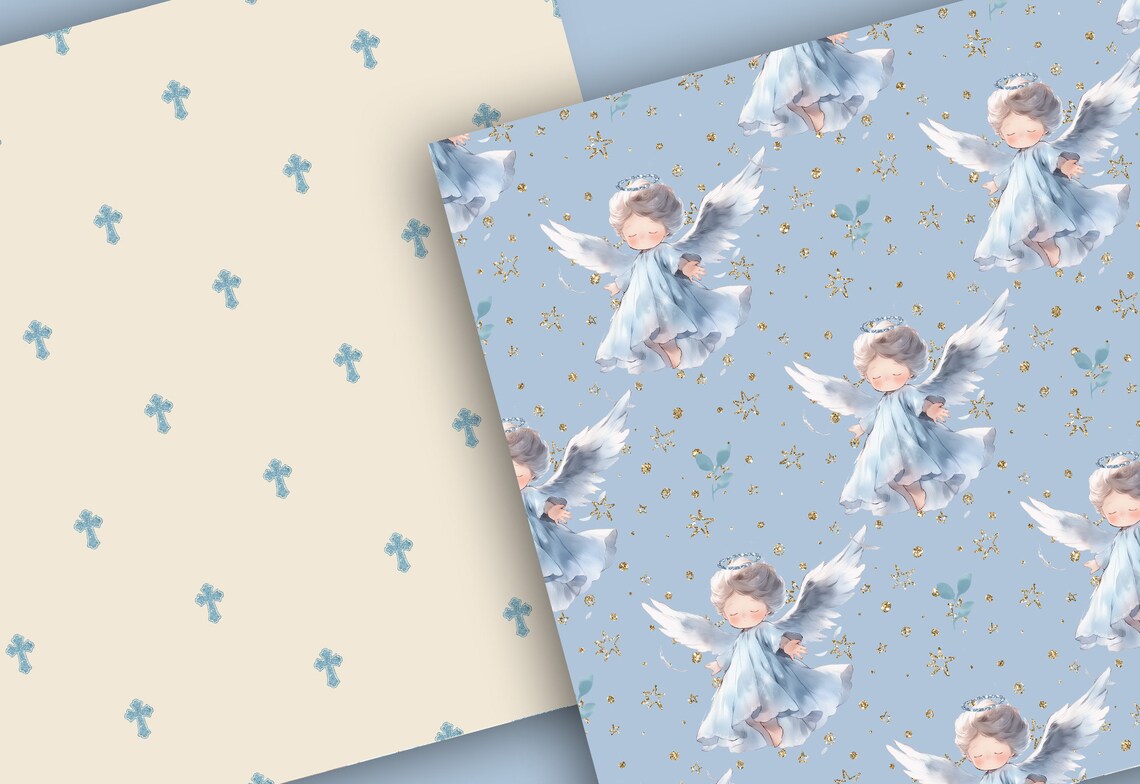 Watercolor Baby Angel Digital Paper Pack, Watercolor Clipart Baby Angel ...