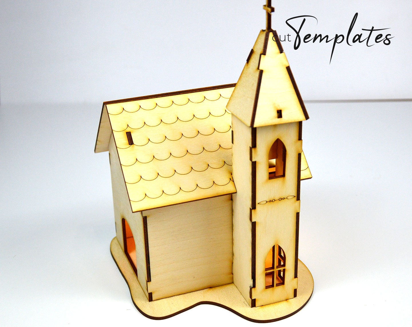 File for Laser Cut Woden Christmas Church Template SVG EPS PDF - Etsy