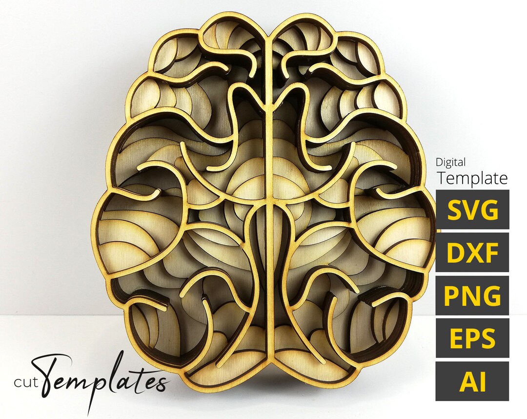 Mandala Brain Laser Cut Files, Multilayer Vector Plans (digital ...