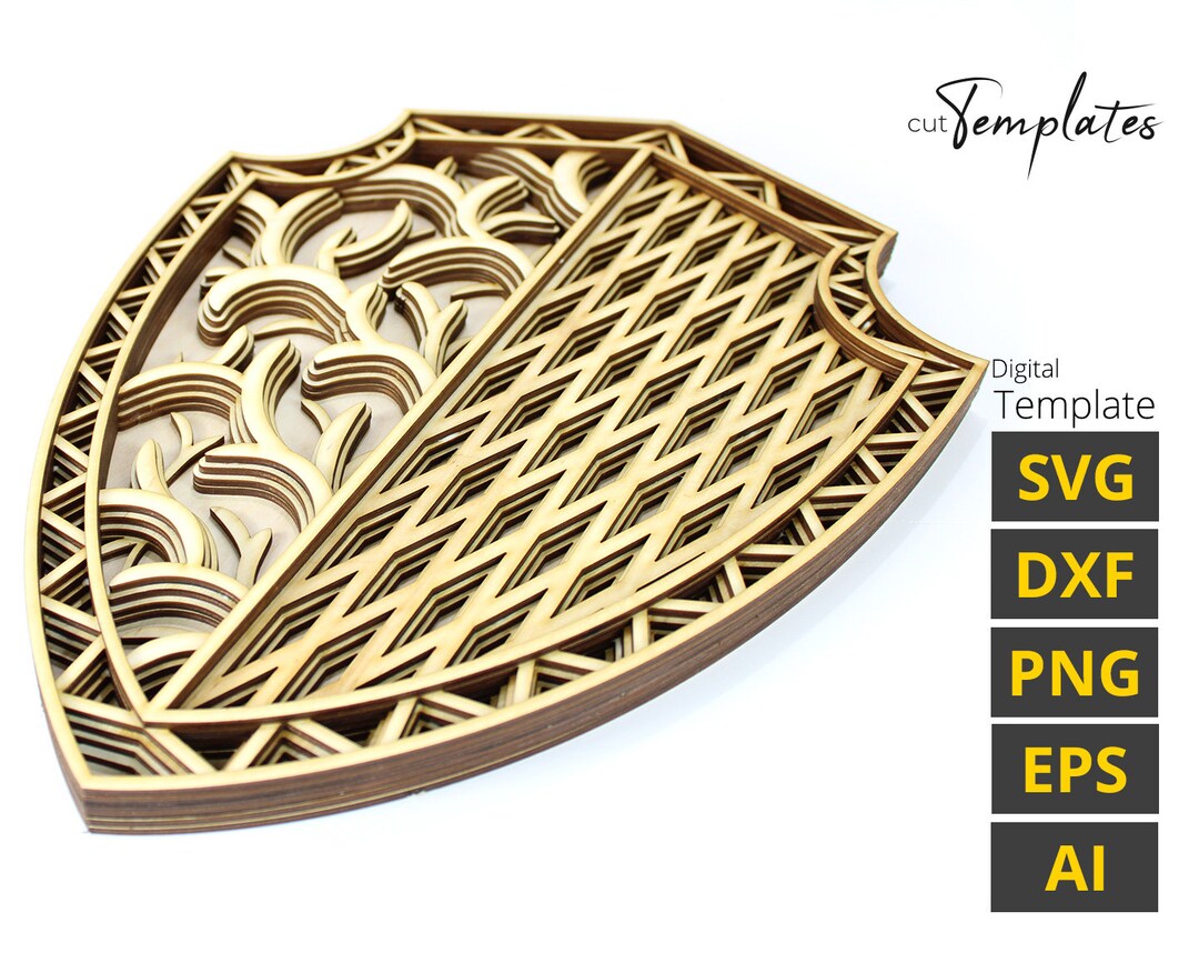 Laser Cut Template Multilayer Shield Vector Plans. Cut Templates - Etsy