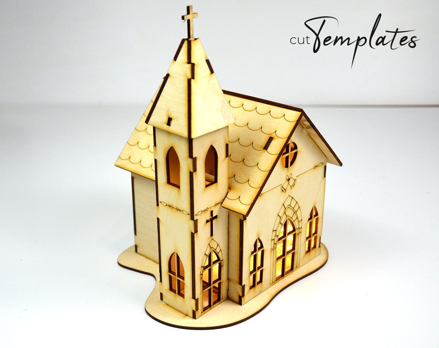 File for Laser Cut Woden Christmas Church Template SVG EPS PDF - Etsy
