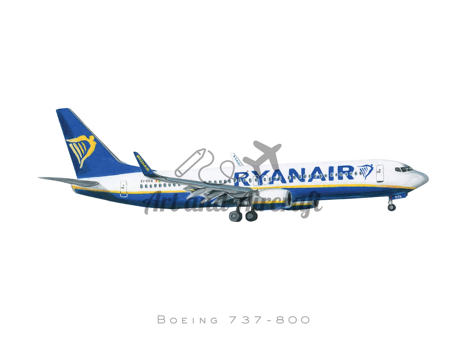 Ryanair Boeing 737 Drawing Art Print - Etsy