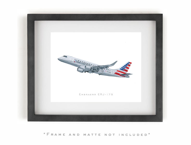 American Airlines Embraer ERJ-175 Drawing Art Print - Etsy