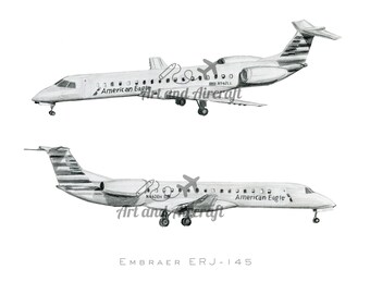 Alaska Airlines Embraer ERJ-175 Drawing Art Print | Etsy