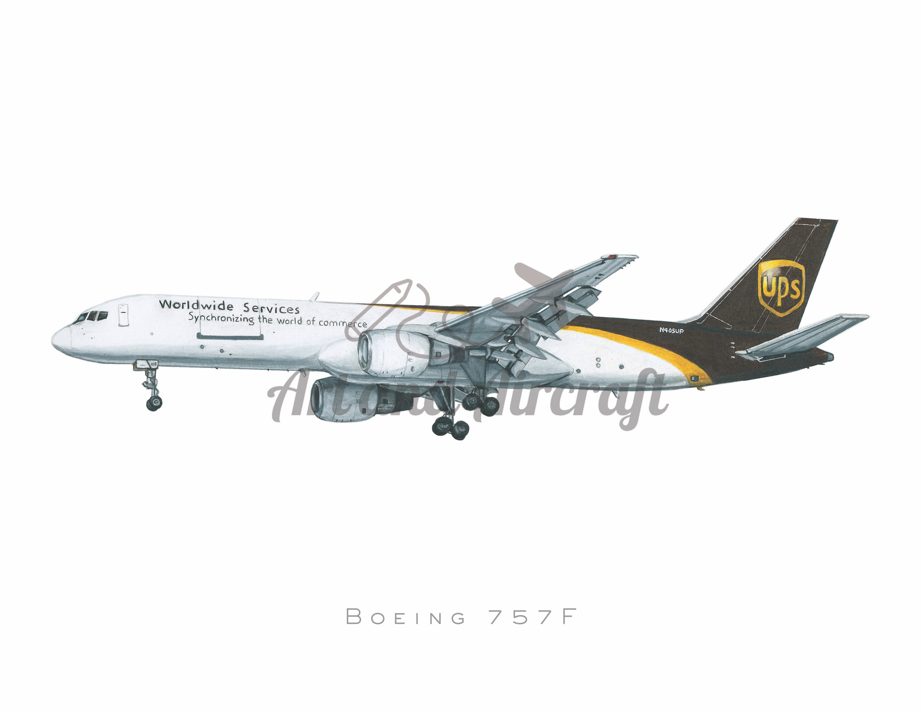 UPS Boeing 757 Drawing Art Print - Etsy