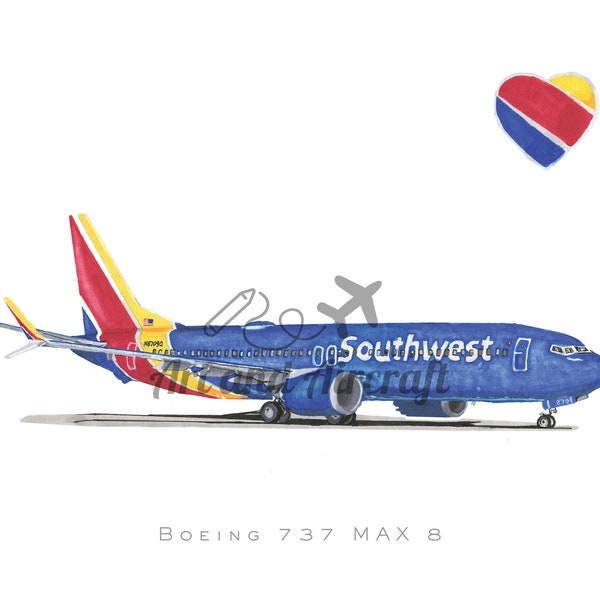 Boeing 737 Drawing - Etsy
