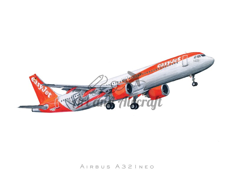 Easyjet Airbus A321 Neo Drawing Art Print - Etsy