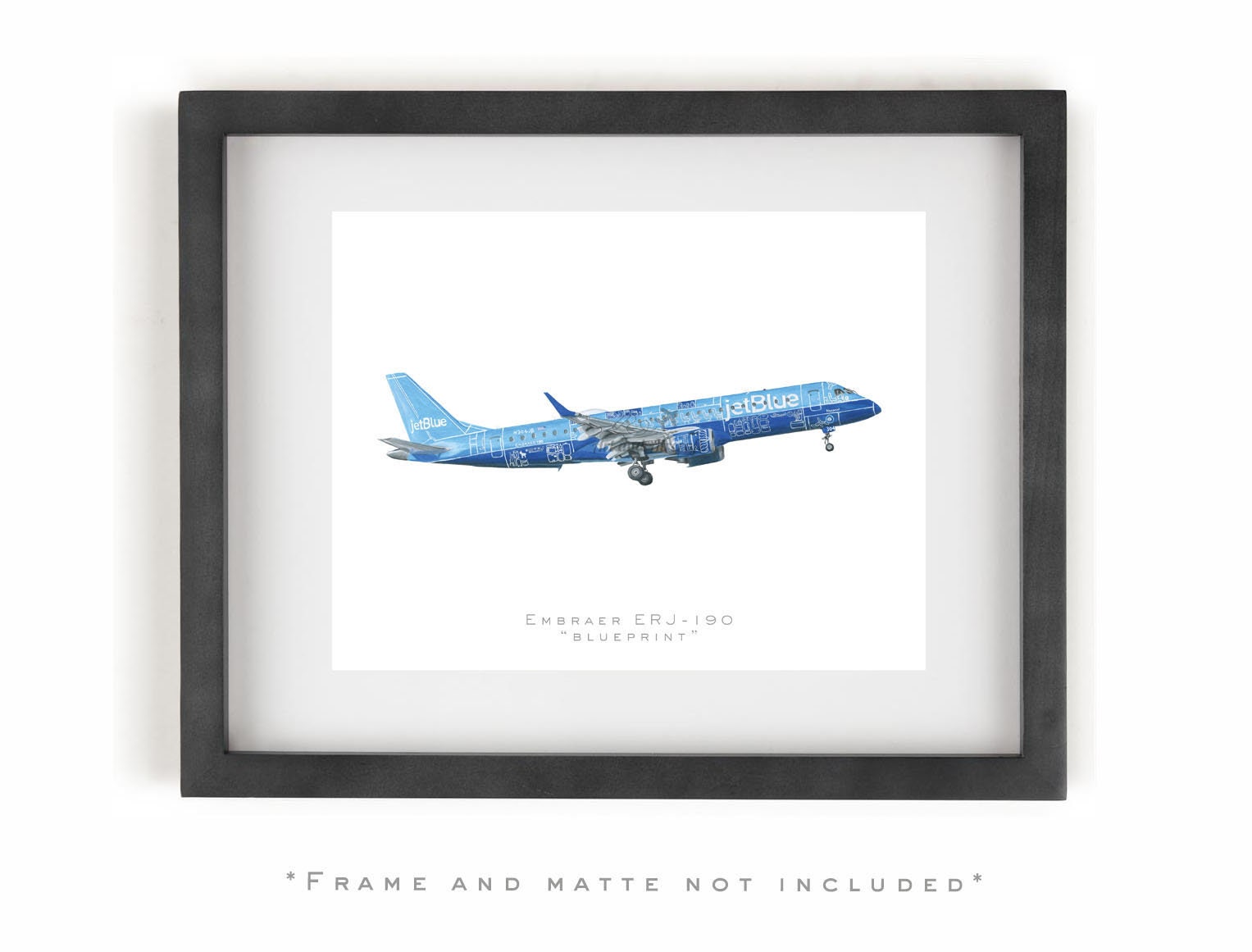 Buy Jetblue Embraer 190 blueprint Livery Drawing Art Online in India - Etsy