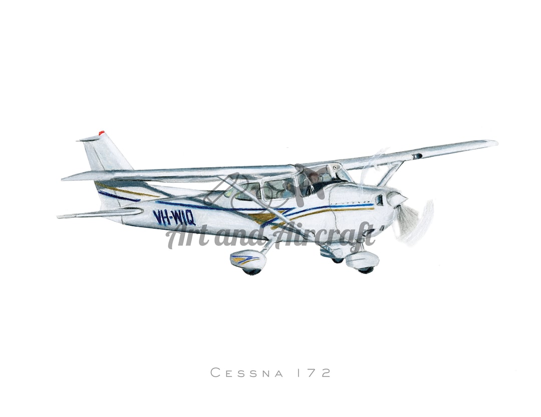 Cessna 172 Drawing Art Print - Etsy