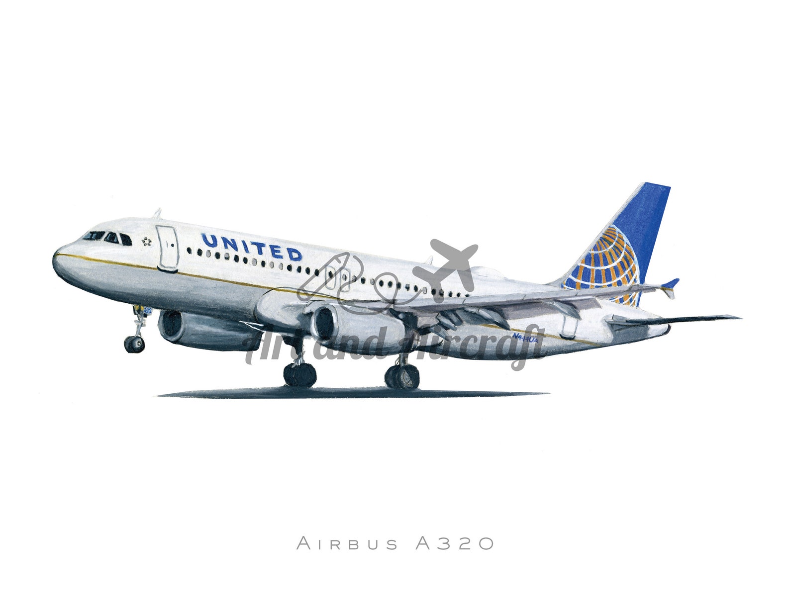 United Airlines Airbus A320 Drawing Art Print - Etsy