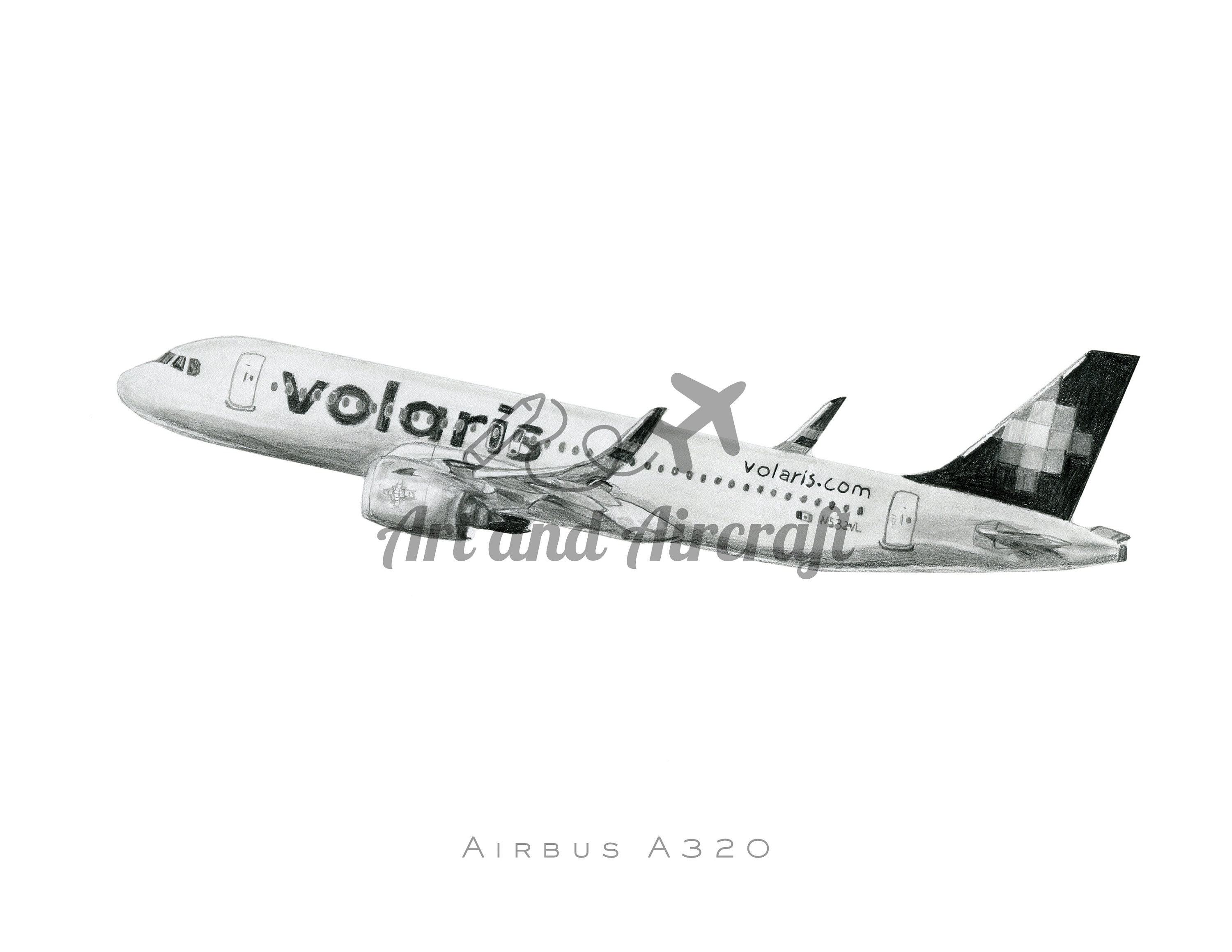Volaris Airbus A320 Drawing Art Print | Etsy