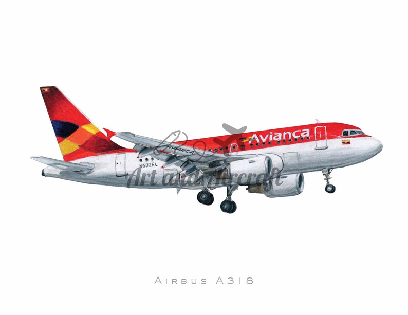 Avianca Airbus A318 Drawing Art Print - Etsy