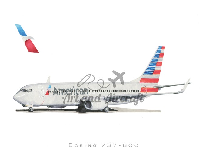 American Airlines Boeing 737 Drawing Art Print - Etsy