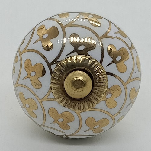 Premium Quality White and Golden Round Shape Ceramic Knobs for - Etsy